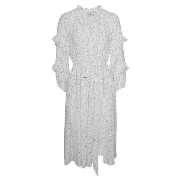 2KSTYLE Aaron Ruffled Polka-dot Midi Dress