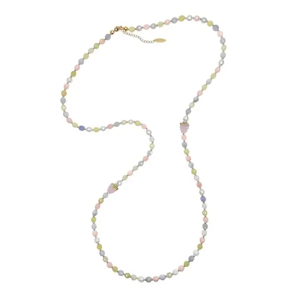FARRA Morganite And Raspberry Gemstone Necklace - Pink