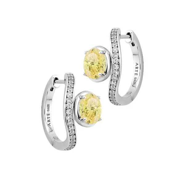 Arte Madrid Sierra Pavé Contour Hoop Earrings - Yellow