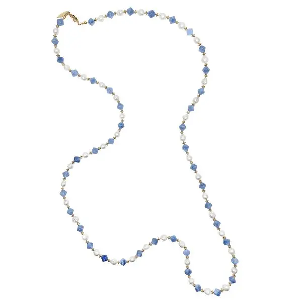 FARRA Freshwater Pearl And Jade Necklace - Blue