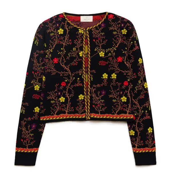 PERALUNA Floral Knit Crop Cardigan