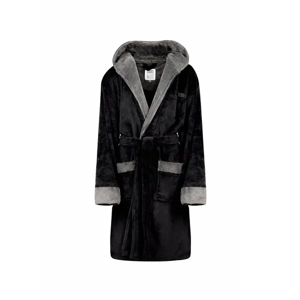 BEDROOM ATHLETICS Moore Flannel Fleece Dressing Gown - Black