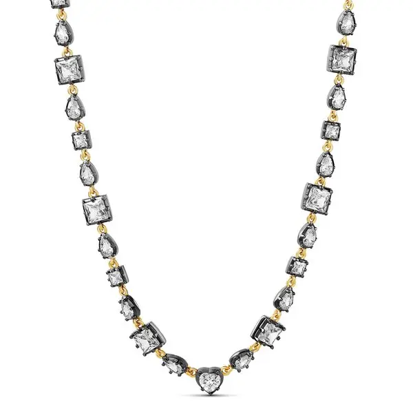 SHYMI Multi Stone Black Rhodium Necklace - Gold/black