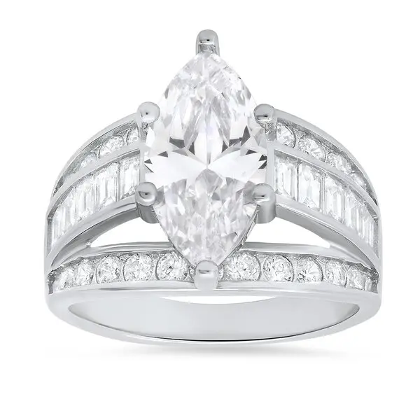 KYLIE HARPER Sterling Marquise Cut Cz Cocktail Ring - Silver