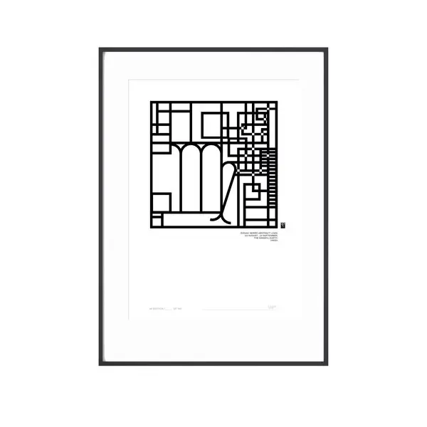 Curiosity Snug Zodiac Series Abstract Lines Virgo Print - Black