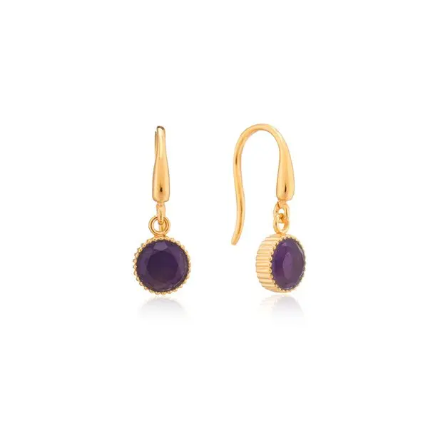AUREE JEWELLERY Barcelona Amethyst Hook Earrings - Gold/yellow