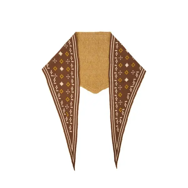 Saachi Foulard Knit Triangle Scarf - Brown