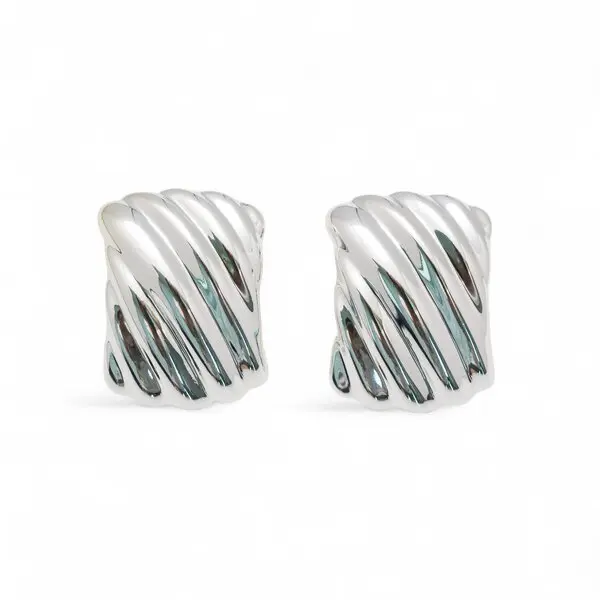 MISS CECILIA Wave Stud Earrings - Silver