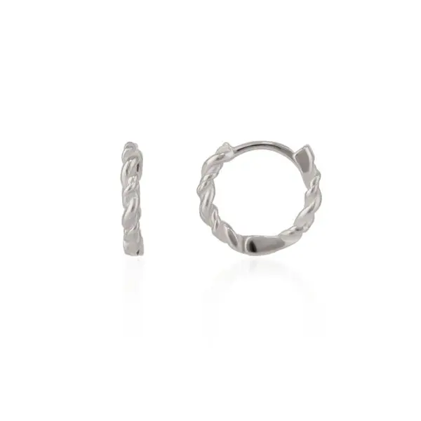 SPERO LONDON Twisted Mini Huggie Hoop Earring - Silver