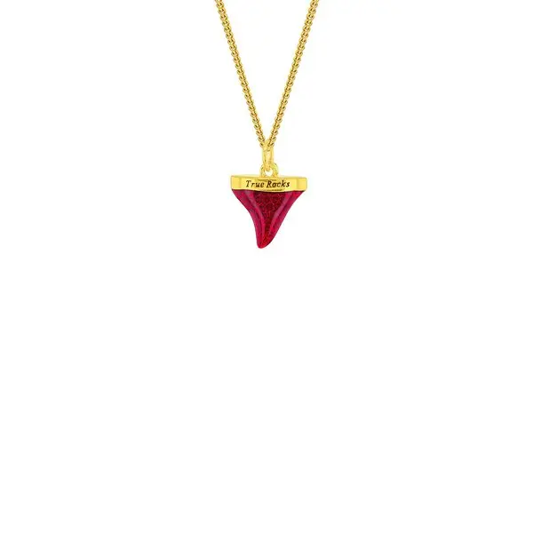 TRUE ROCKS Mini Sharks Tooth Pendant - Gold/red