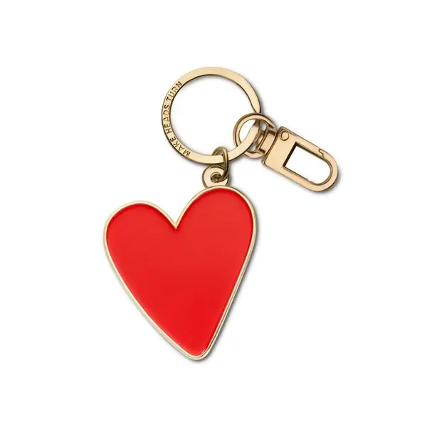MAKE HEADS TURN Heart Charm Key Chain - Gold/red