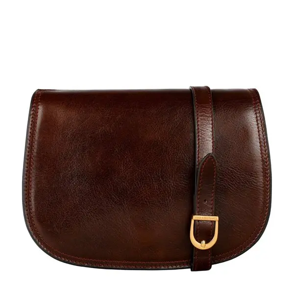 TIME RESISTANCE Leather Cross Body Messenger Bag - Brown