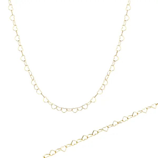 SPERO LONDON Love Heart Sterling Silver Bracelet And Necklace Set - Gold