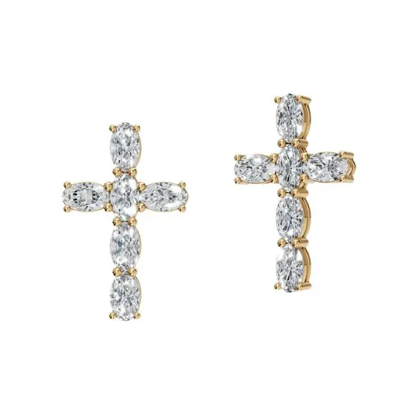 AYA FINE JEWELRY 2.28 Ctw Lab Diamond Cross Earrings In 10k Gold - Yellow/white/rose Gold