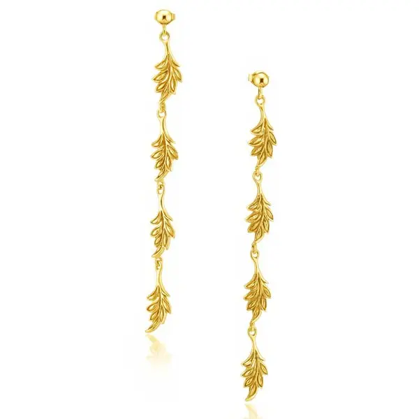 UNALOE Sway Plated Leaf Dangle Earrings - Gold