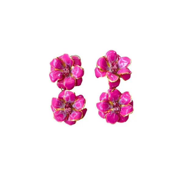 THE PINK REEF Double Drop Earrings - Pink