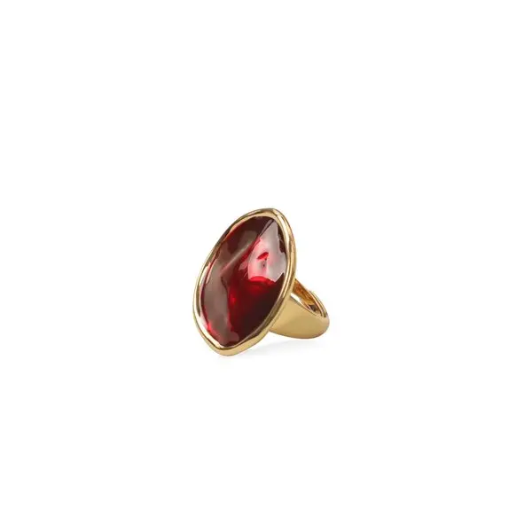 RETRO CHIC Ripple Ring - Gold/red