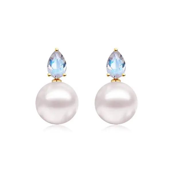 KAI FINE JEWELRY Convertible Earrings With Moonstone And Pearl - White/gold/blue
