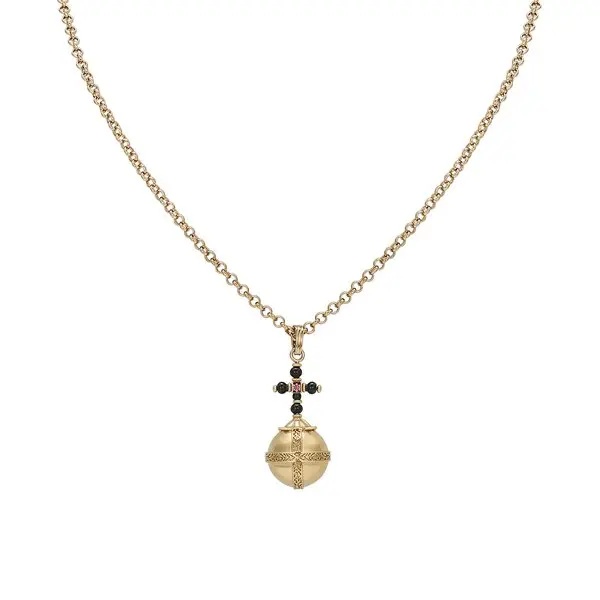 RETRO CHIC Globus Cruciger Necklace - Gold/black