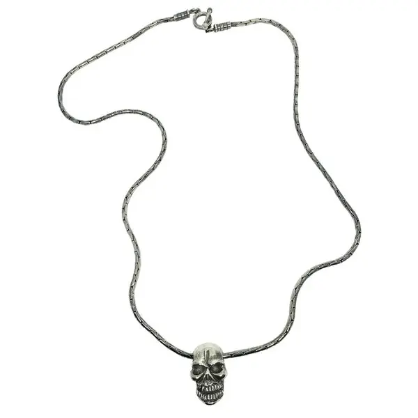 TG-JEWELLERY BY TAMARA GERVASIO Sterling Silver Skull Pendant Paloma Chain Necklace - Silver/black