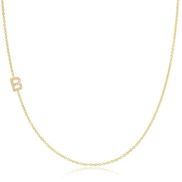 Maya Brenner Designs 14k Asymmetrical Pavé Diamond Letter Necklace - Gold