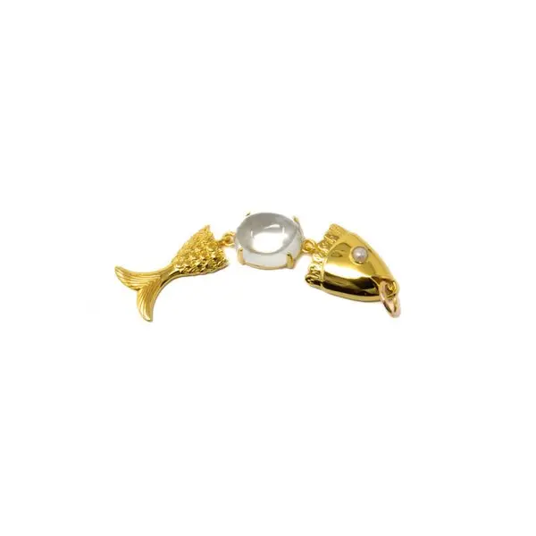 NASI SILVER Swimming Fish Neshama Pendant - White