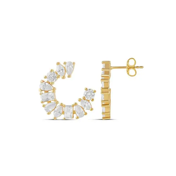 SHYMI Multi Shape Zirconia Statement Earrings - Gold