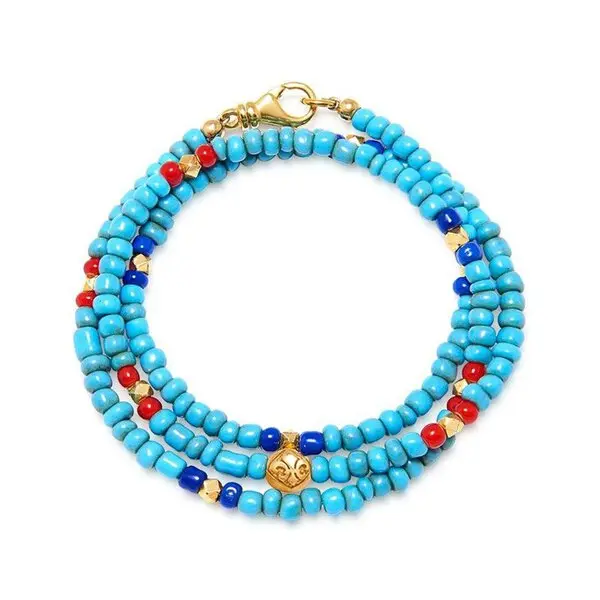 NIALAYA JEWELRY Mykonos Glass Beaded Bracelet - Blue/red