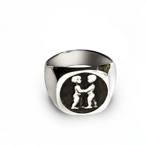 PERRY GARGANO Friendship Sterling Vintage Signet Ring - Silver