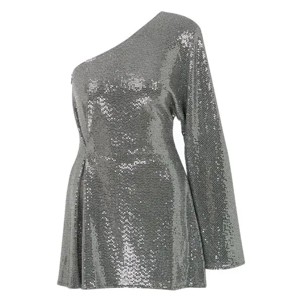 NAZLI CEREN Sequin One-shoulder Mini Dress