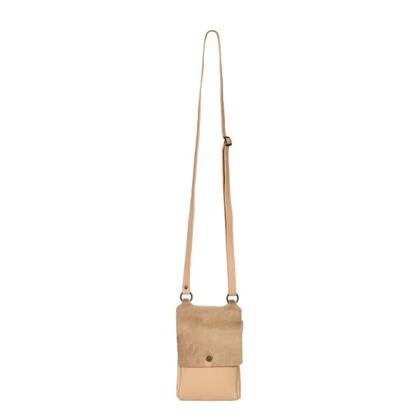OWEN BARRY Cowhide Crossbody Phone Bag - Beige