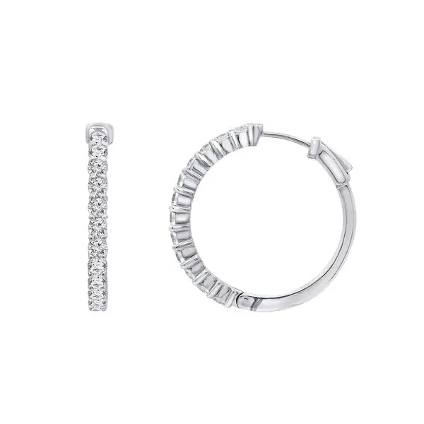 DIAMONBLISS Silver Plated Hoop Earrings - White