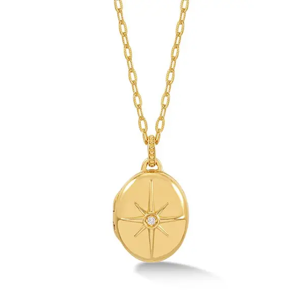 DOWER & HALL Diamond Starburst Oval Locket - Gold