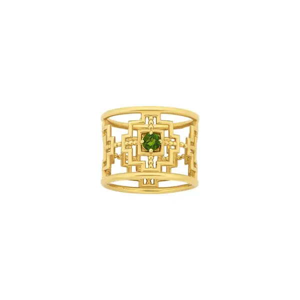 ZOE AND MORGAN Centred Ring - Gold/green