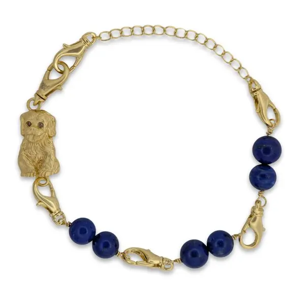 FRENVYRN Convertible Puppy Charm Bracelet And Bag Accessory With Lapis Lazuli - Gold/blue