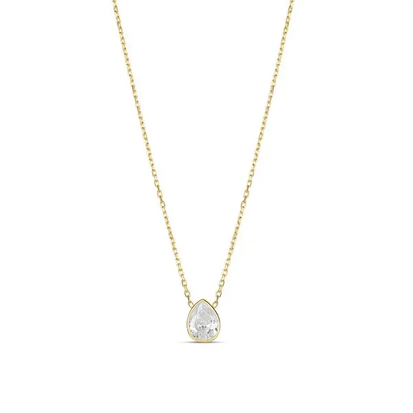 SHYMI Mini Bezel Solitaire Pear Necklace - Gold