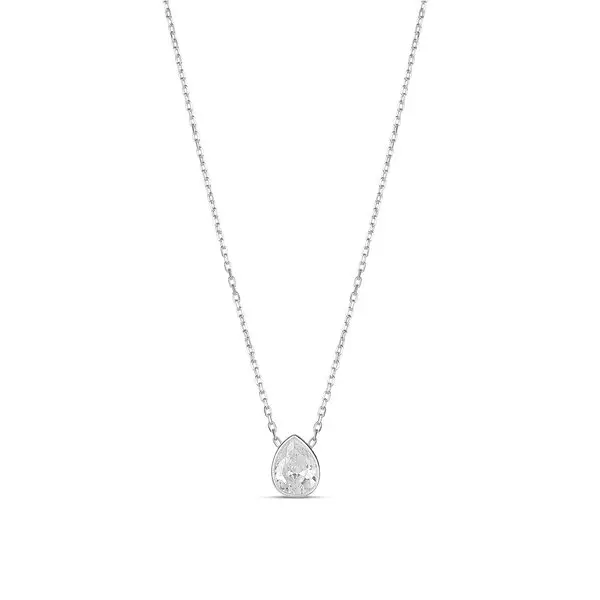 SHYMI Mini Bezel Solitaire Pear Necklace - Silver