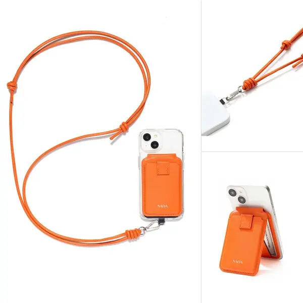 NAOA Bundle Mag-safe Wallet & Cross Body Phone Strap Tangerine - Orange
