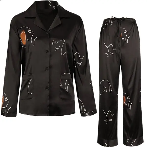 Not Just Pajama The Dream Long Pajamas 2-piece Set - Black