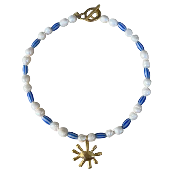 SCCOLLECTION Blu Pearl Eye Necklace - Blue/white/gold
