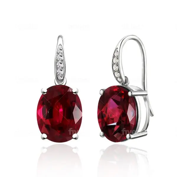 KAI FINE JEWELRY Drop Earrings With Garnet And Diamond In Sterling Silver - Silver/red