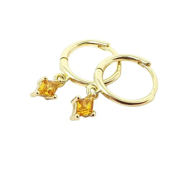 HARFI Citrine Dangle Hoop Earrings - Gold/yellow