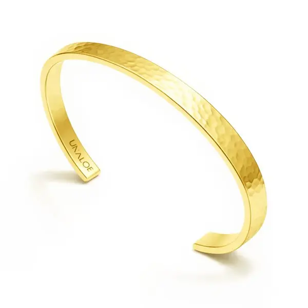 UNALOE Hammered Band Plated Bangle - Gold