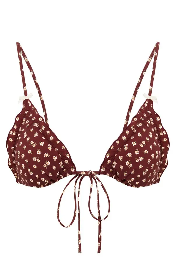 WILD LOVERS LONDON Velvet Martini Bikini Top - Red