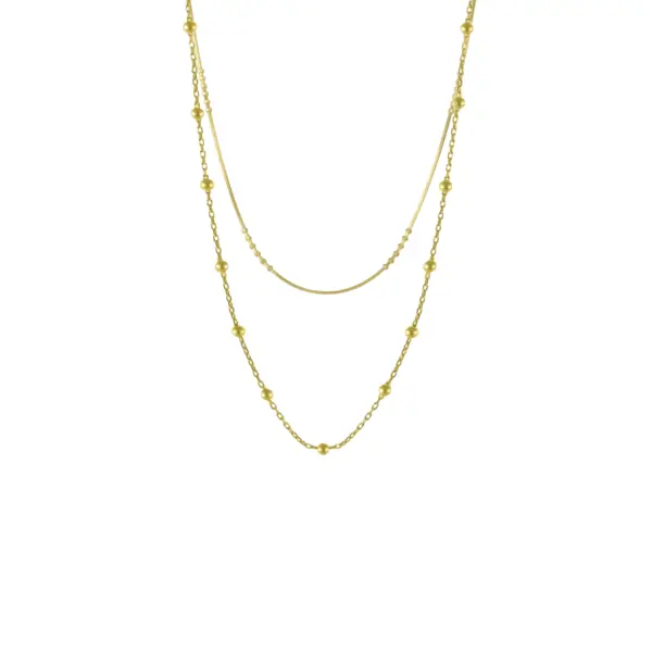 SPERO LONDON Beaded Chains Sterling Silver Layering Necklace Set - Gold