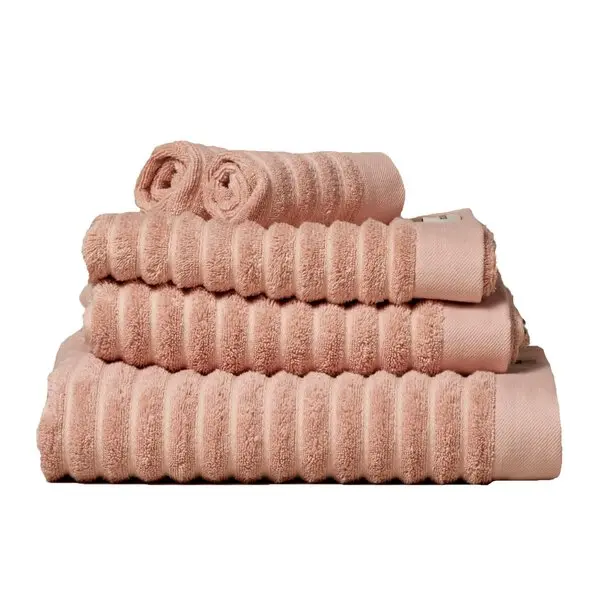 MISONA Ribbed Organic Cotton Towel Set Blush - Pink