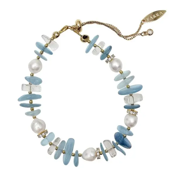 FARRA Aquamarine And Freshwater Pearl Bracelet - Blue
