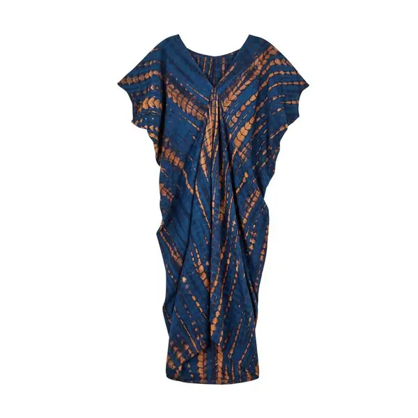 Pink Haley Madella Hand Dyed Kaftan Dress In Ocean - Blue