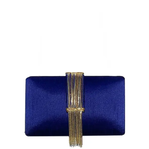 SIMITRI Fringe Clutch - Gold/blue
