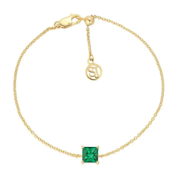 SIF JAKOBS JEWELLERY Ellera Quadrato Gold & Green Bracelet - Green/gold